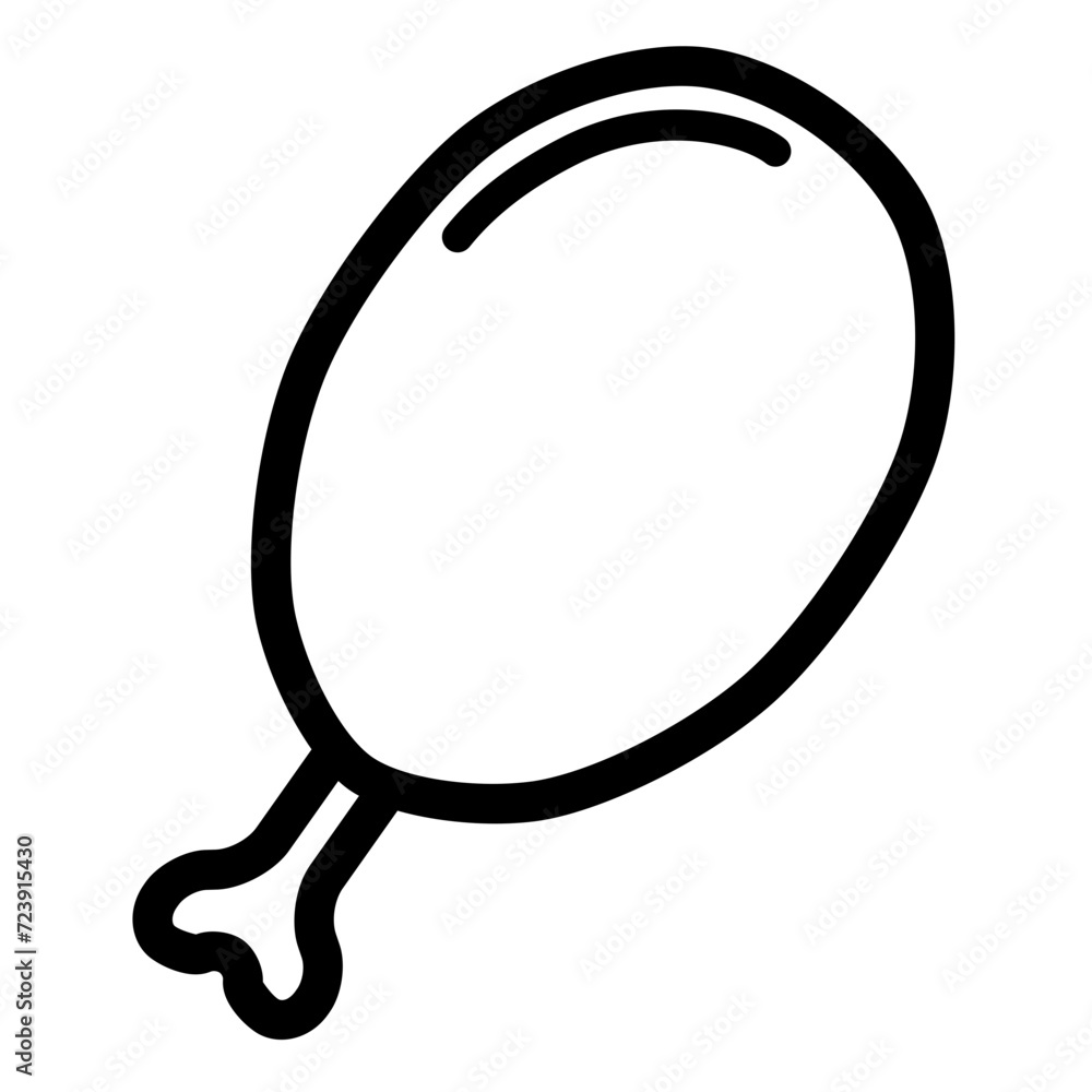Chicken wing outline icon. Cute and simple fried chicken icon with line ...