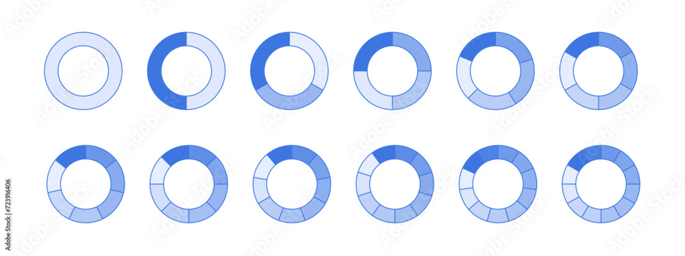 Vetor de Segment circles set isolated PNG. Pie chart template. Segment ...
