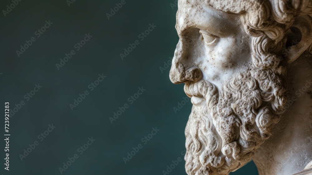 beautiful Greek plaster sculpture of a face of a man with a Roman style ...