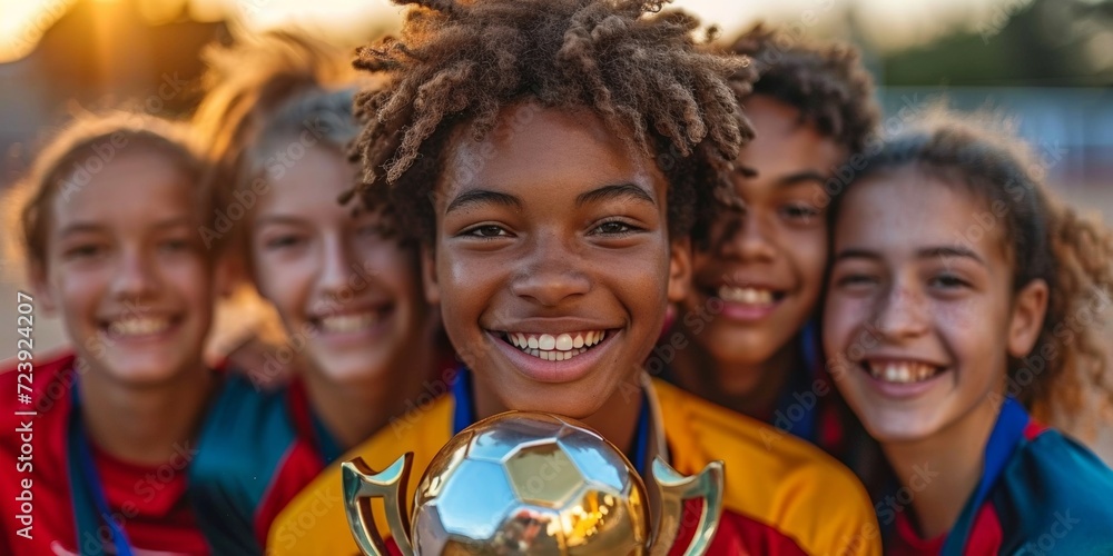 A diverse and excited sports team, with a focus on soccer, rugby, and ...