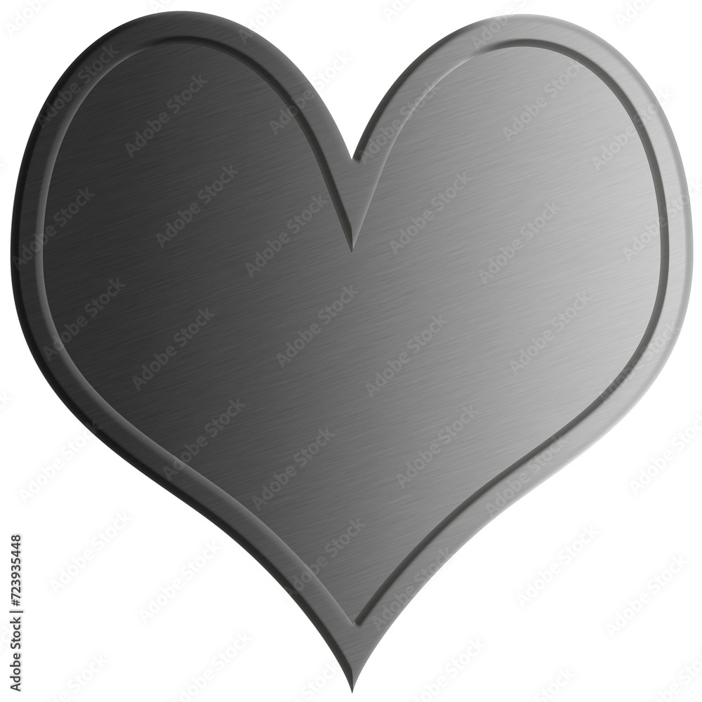 Silver or aluminum metallic heart illustration. PNG with transparent ...