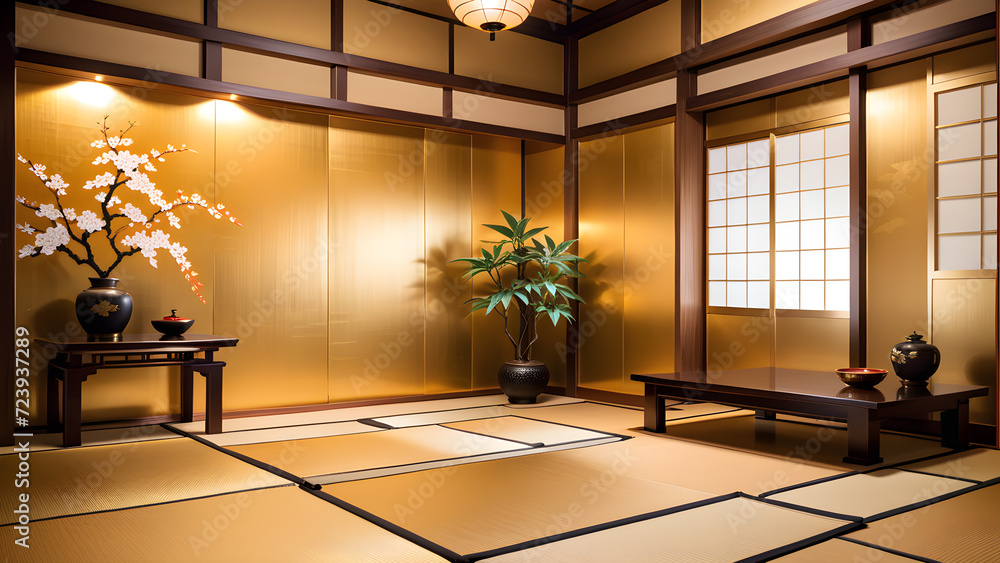 a vintage Japanese room background traditional high-class Japanese ...