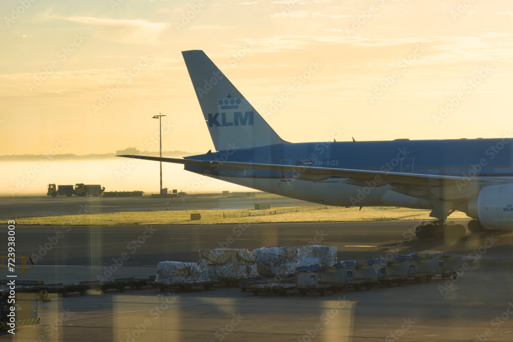 amsterdam, netherlands - 18 October 2022: airplane of klm is docked at ...
