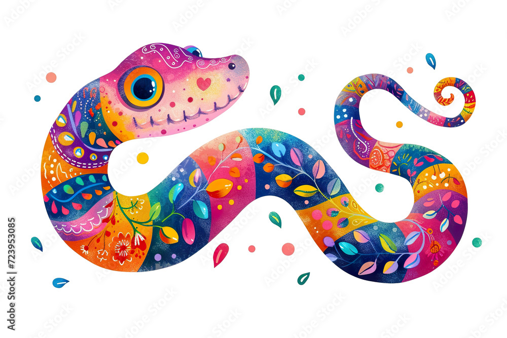 Cute colorful Chinese Snake - animal designation, childish, vector ...