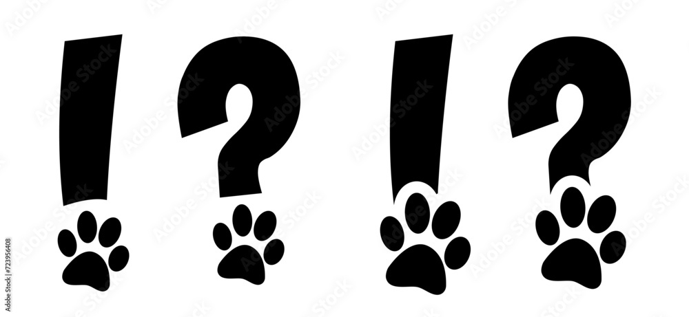 Dogs or cats silhouette, animals footprints. Vector foot pictogram ...