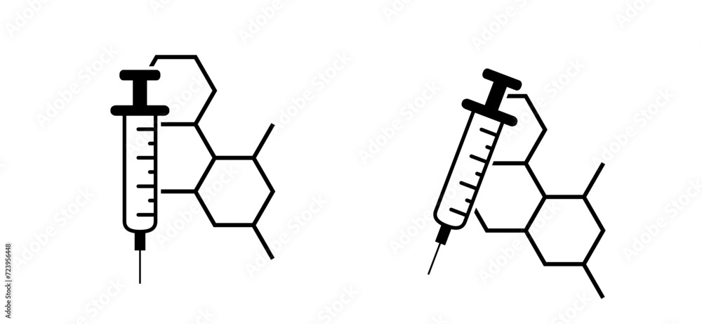 Formula cemical structur molecule and needle. Medical sign or symbol ...