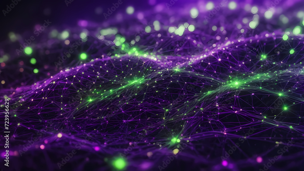 Electric violet and lime green abstract technology illustration ...