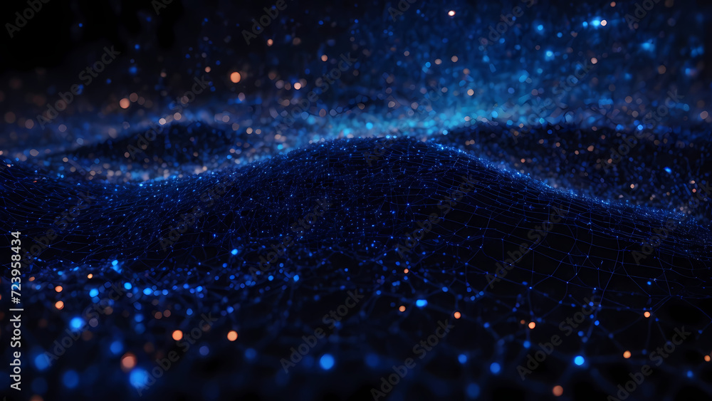 Midnight black and royal blue abstract technology backdrop featuring a ...