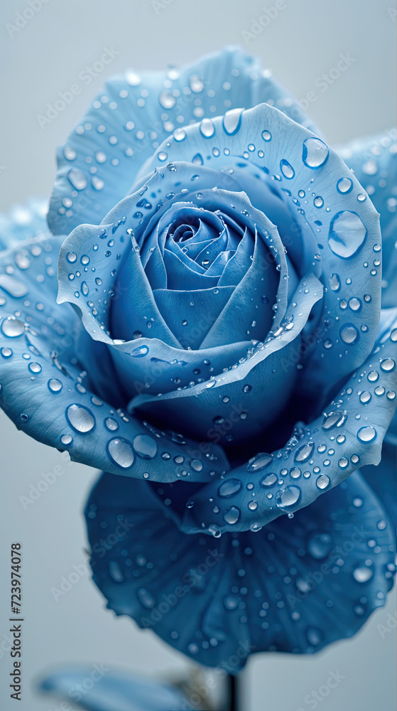 Flor de una rosa de color azul con gotas sobre fondo blanco Stock Photo ...