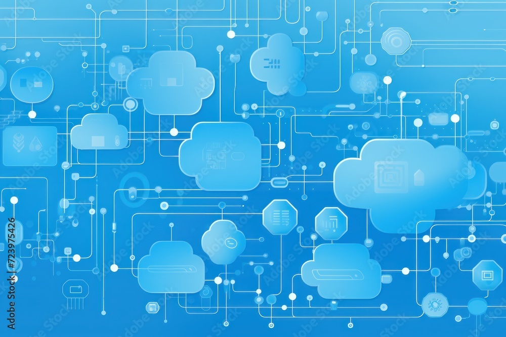 azure smooth background with some light grey infrastructure symbols and ...