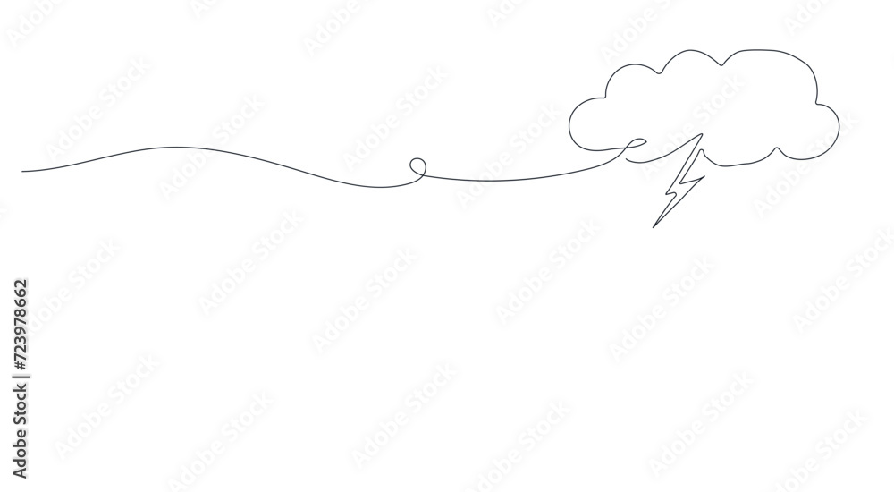 Continuous drawing of lines. Thunderstorm clouds. Weather conditions ...