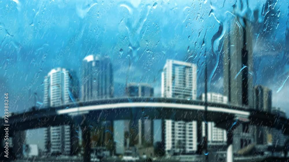 Background graphic beautiful rain skyscraper, in a metropolis, Rain ...
