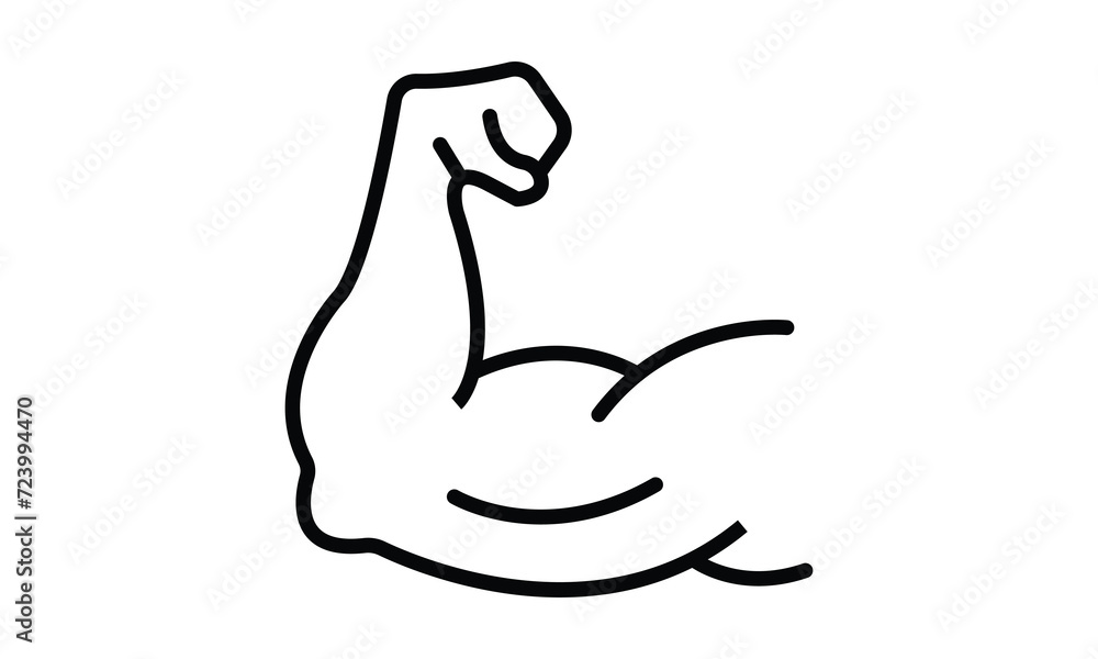Strong hand line icon. Simple outline style. Muscle, arm, bicep, power ...