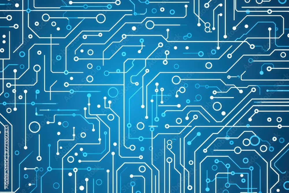 cyan and white simple wiring diagram, invert colors vector illustration ...