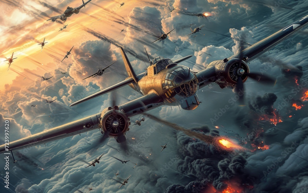 Skyward Battle: Airplane Combat in World War II. Stock Photo | Adobe Stock