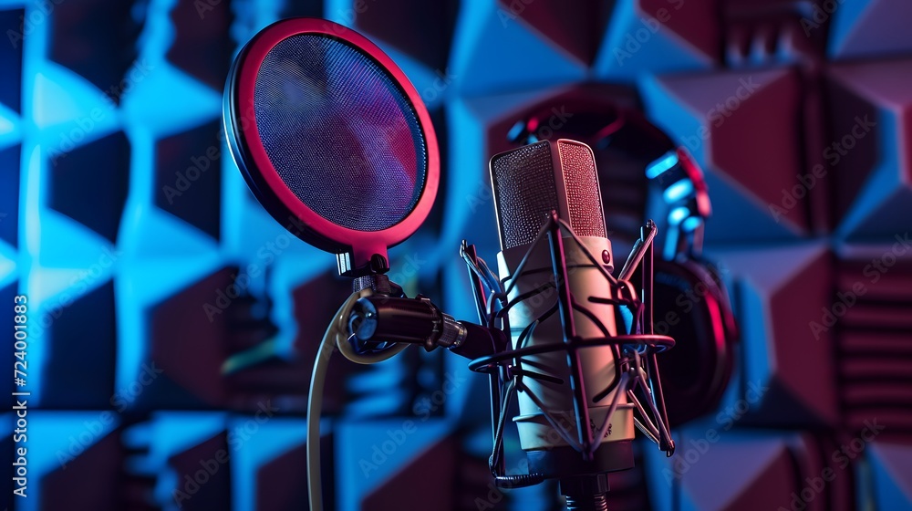 High-End Professional Studio Microphone Setup for Audio Recording in an ...