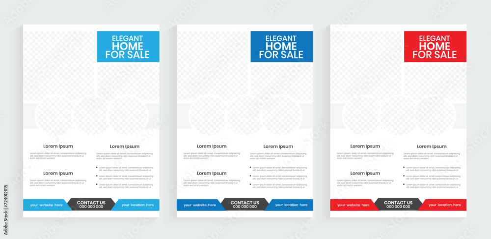 Real estate a4 flyer design. Editable house sale realtor leaflet ...