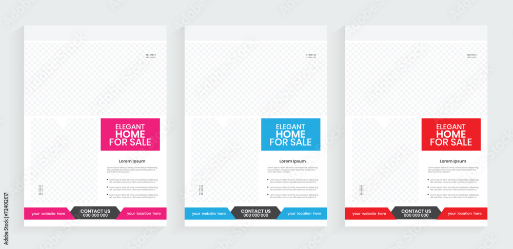 Real estate a4 flyer design. Editable house sale realtor leaflet ...