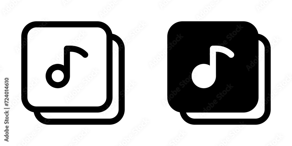 Editable vector music playlist album icon. Black, transparent white ...