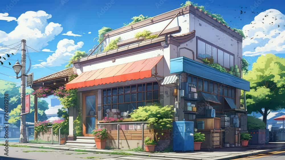 Vidéo Stock Animation traditional japanese house in spring with anime ...