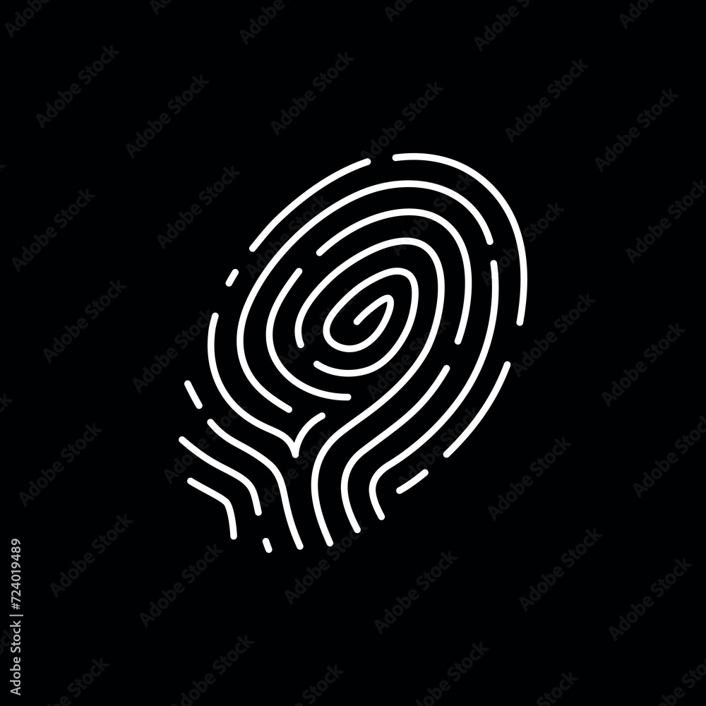 Fingerprint icon (dactylogram). Identification, police or forensics ...