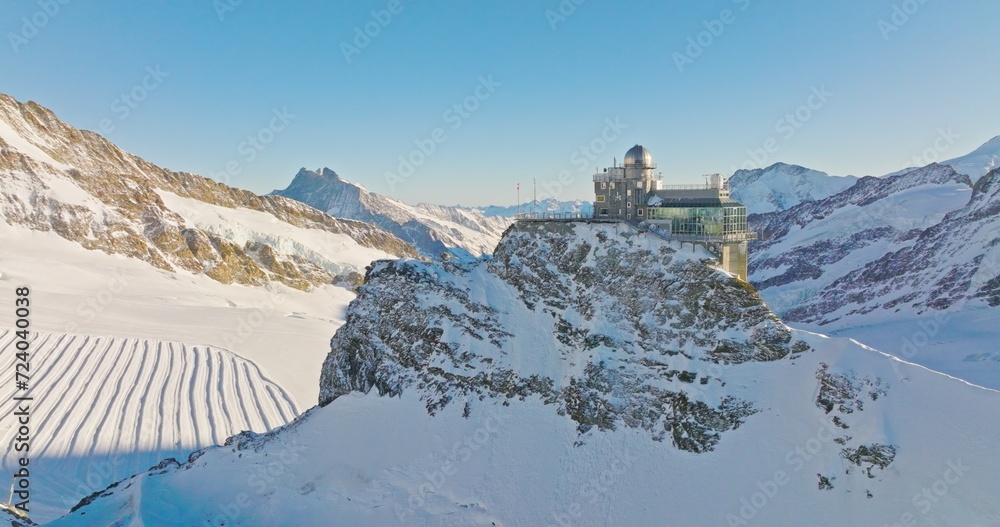 Panoramic landscape of Sphinx observatory and Aletsch glacier on ...