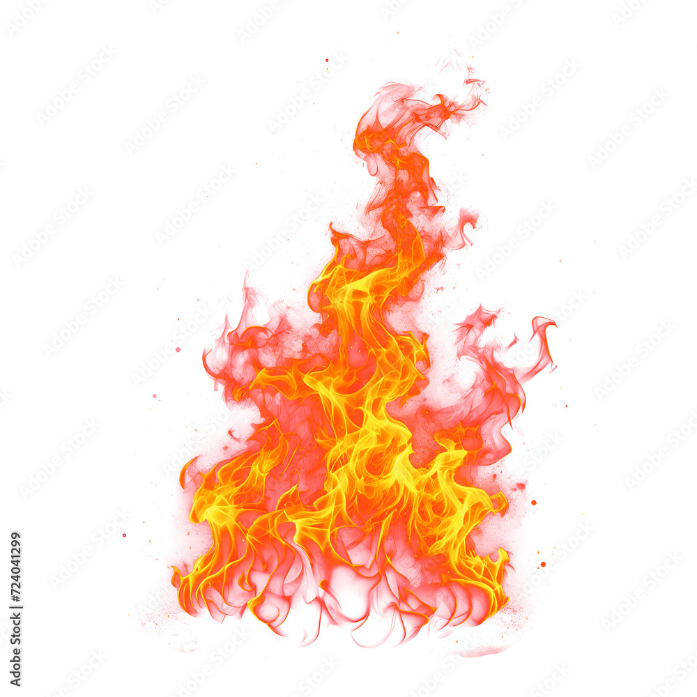 Transparent fire flames and sparks with horizontal repetition on ...