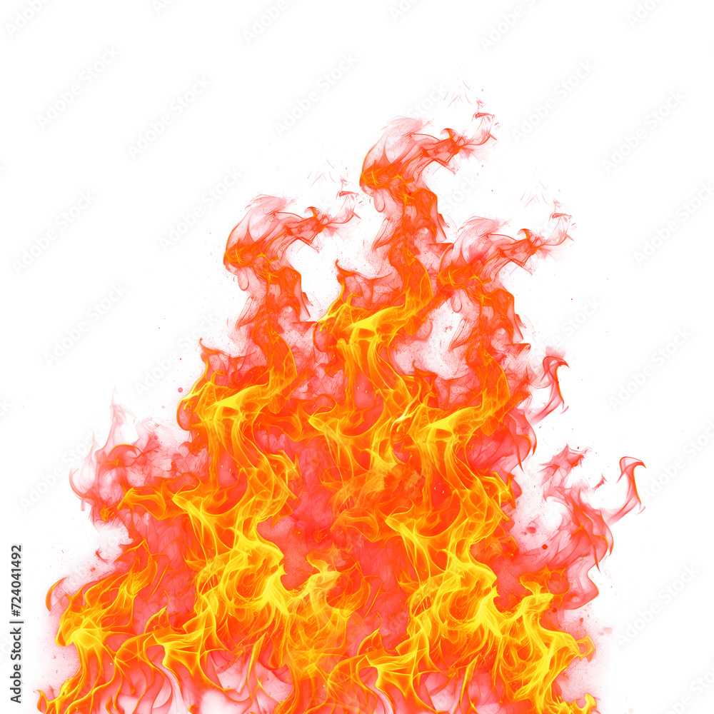 Transparent fire flames and sparks with horizontal repetition on ...