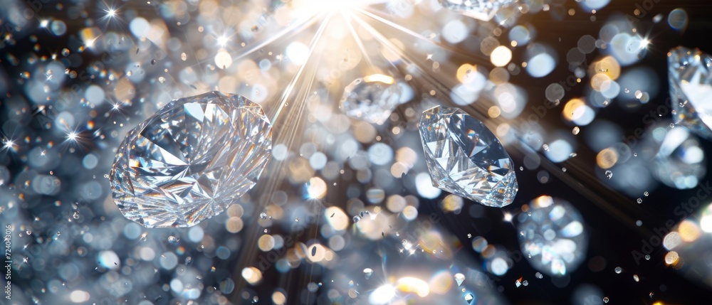 A radiant diamond explosion background, where light is refracted ...