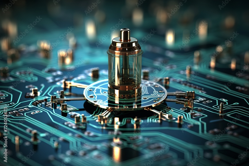 Secure Connection Or Cybersecurity Service Concept Of Compute Motherboard Closeup And Safety