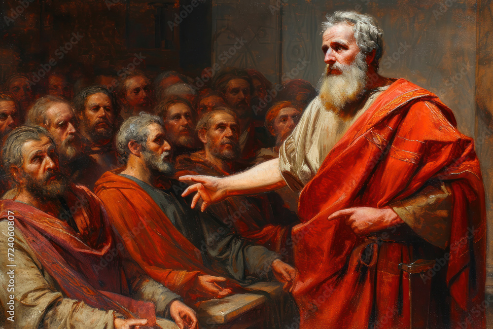 Painting of Apostle Paul preaching in the synagogue to the Ephesians Generative AI Illustration ...