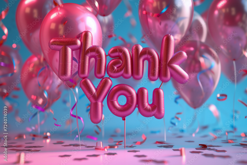 Metallic Balloon Letters with "Thank You" Message and Confetti". Great ...