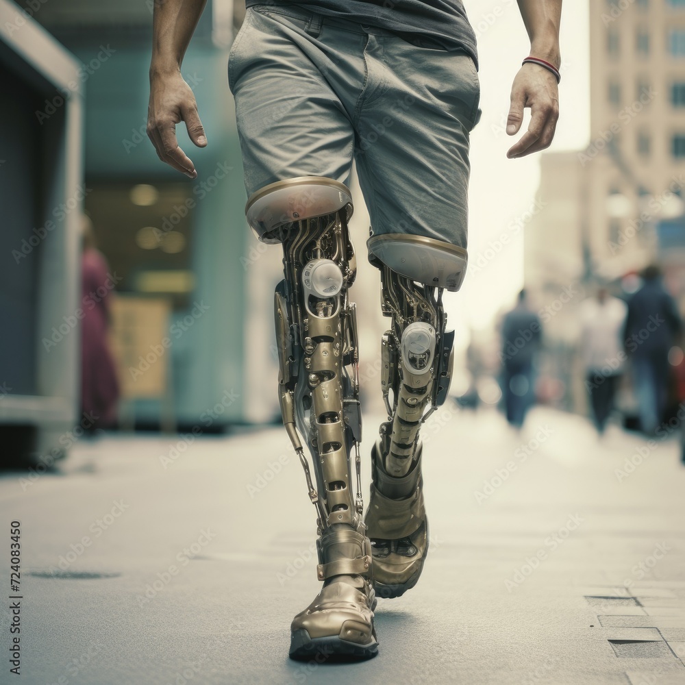 realistic stock photo, futuristic prosthetic limbs, man's prosthetic ...