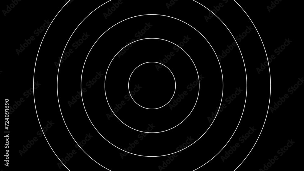 Abstract White Color Circle Line Pattern on Isolated Black, 4k ...