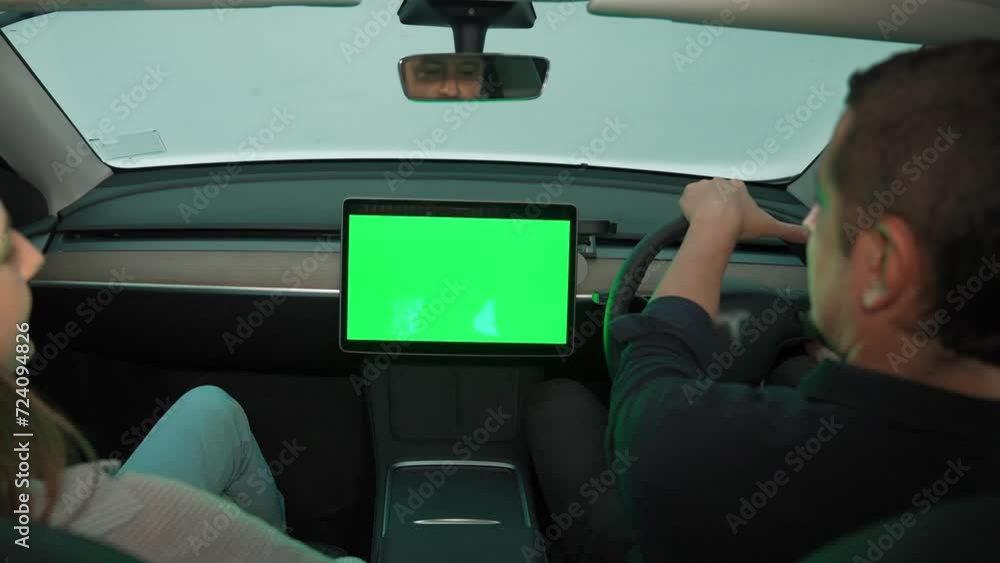 Stockvideo Holiday vacation road trip with environmental-friendly car ...