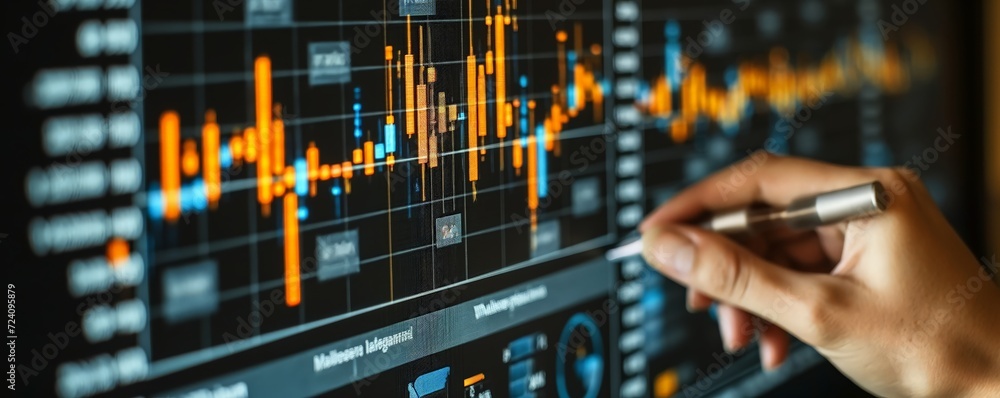 Logistics analyst examining logistics data chart, Supply chain ...