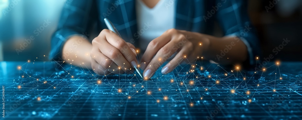 Logistics analyst examining logistics data chart, Supply chain ...
