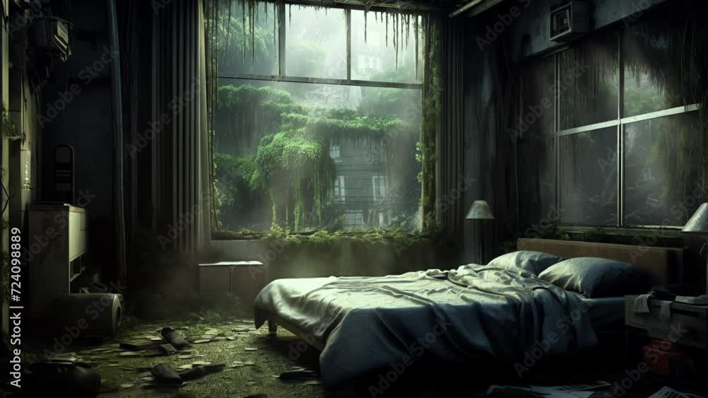 Animated Vtuber Twitch Streamer Background of a Bedroom in a Dystopian ...