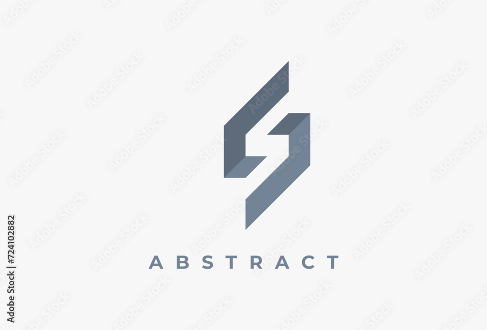 Abstract Initial Letter S logo and Flash Bolt Energy negative space ...