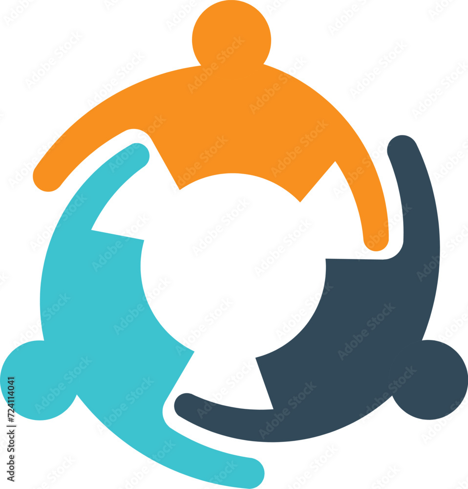 Trinity Teamwork Logo - Three Interlinked Figures in a Circular Unity ...