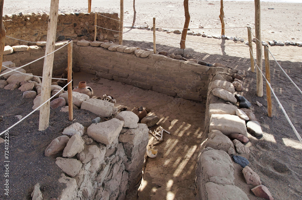 The Chauchilla Cemetery near Nazca (Peru) with its dozens of tombs ...