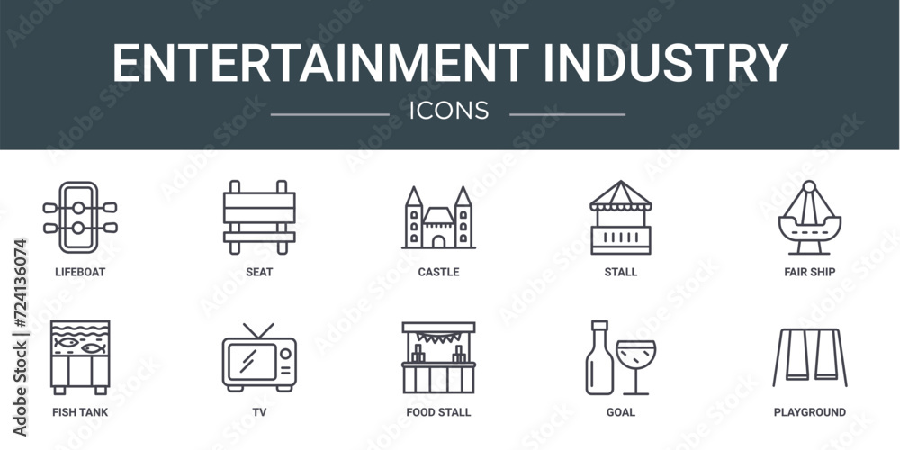 Vecteur Stock set of 10 outline web entertainment industry icons such ...