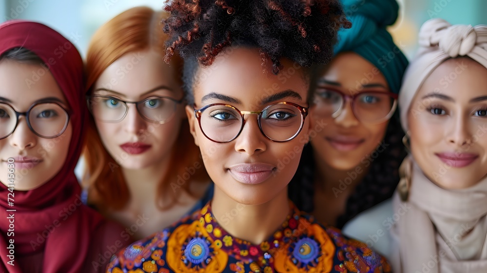 Group of beautiful diverse young women of different races and skin ...