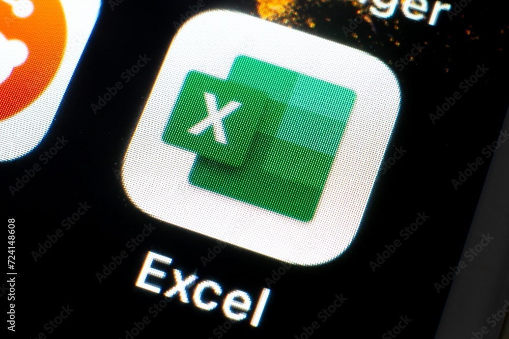 Icon of Microsoft Office 365 Excel mobile app on smartphone Stock Photo ...