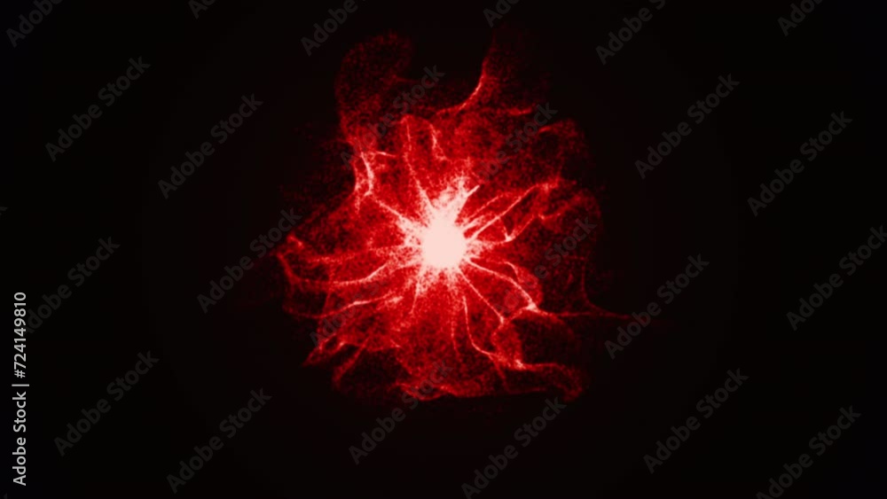 Abstract bloody red 3d energy orb of glowing power waves in the space ...