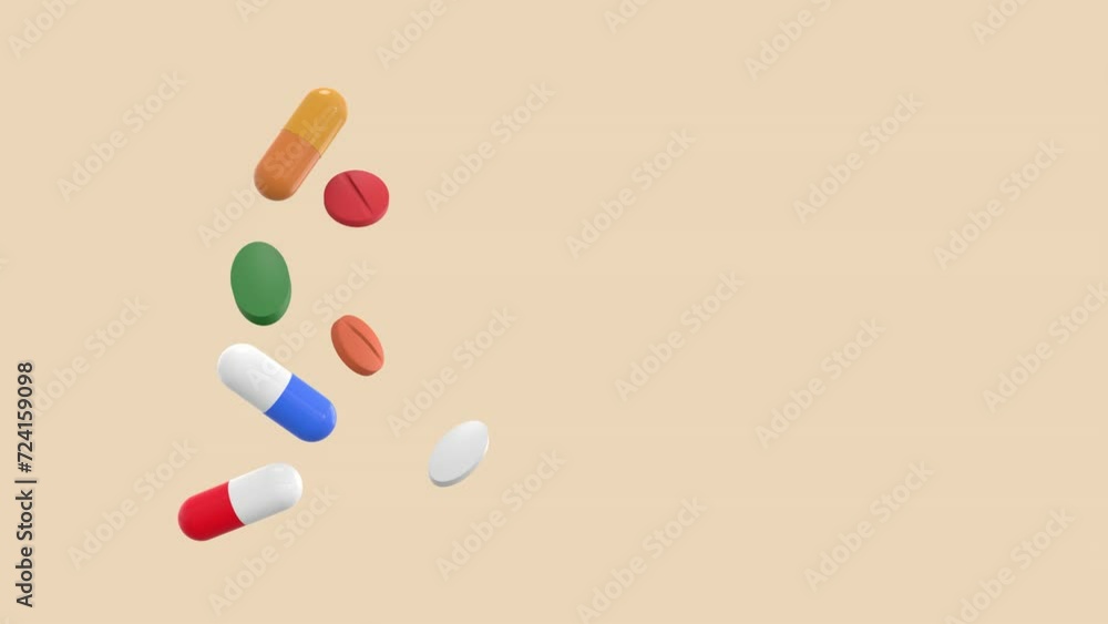 Vidéo Stock Animated capsule pills wiggle flying or dancing in slow ...
