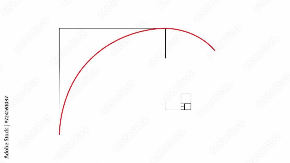 fibonacci spiral golden ratio 3d animation. Can be used to represent a ...