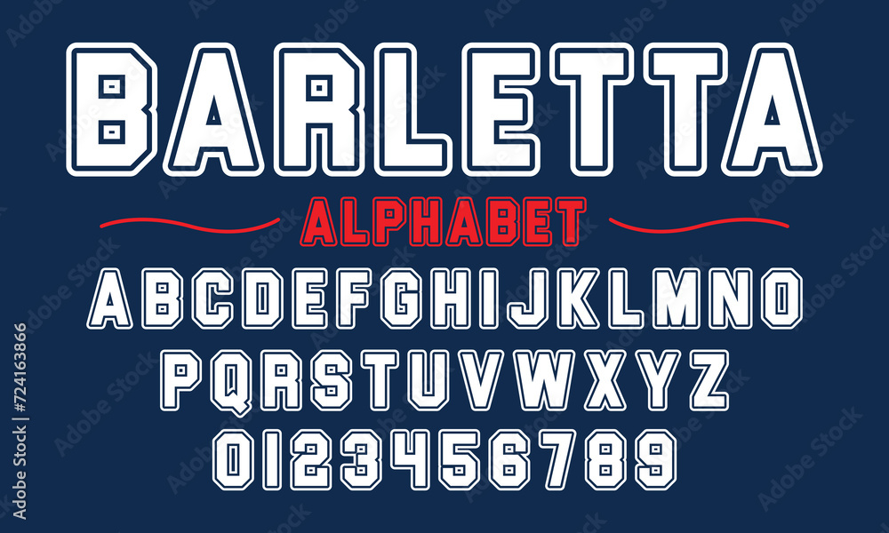 Vecteur Stock Editable typeface vector. Barletta sport font in american ...