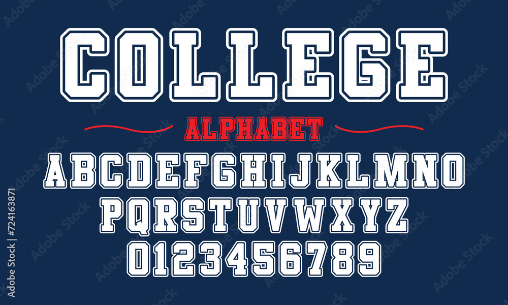Editable typeface vector. College sport font in american style for ...