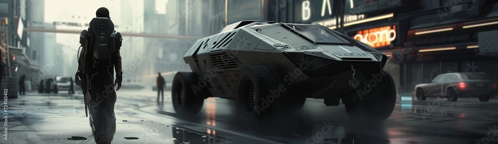 City street vehicle design, Mono-volume concept cyber-van, 2070s ...